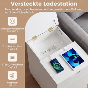 Costway Sada 2 nočních stolků s nabíjecí stanicí, odkládací