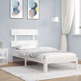 Rám postele s čelem bílý 100 x 200 cm masivní dřevo,  3193522 HangarStore.cz