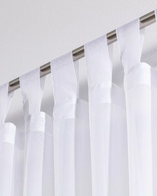 Záclona voálová jednoduchá na poutka barva bílá látka poloprůhledná, lesklé