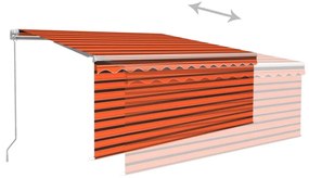 vidaXL Marketos Ručně zatahovací markýza s roletou a LED 3,5x2,5m oranžovohnědá