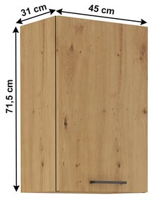 Horní kuchyňská skříňka Meriel 45 G-72 1F (dub artisan). 1033987