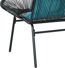Outsunny zahradní lavička pro 2 osoby ve stylu ocel a umělý ratan s 2 polstry - rozměry 132D x 72Š x 83V cm - černá
