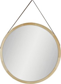 Zrcadlo v rámu Nautic, ø 55 cm, přírodní dřevo