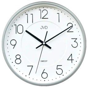 JVD Stříbrné nástěnné tiché netikající hodiny JVD HX2495.1