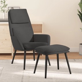 Relaxační křeslo se stoličkou tmavě šedé textil 3097769