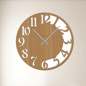 dřevo života Nástěnné hodiny CLOCK Zvolte barvu dekoru: Buk, Zvolte velikost hodin (cm): 60x60, Barva ručiček: Stříbrné