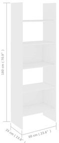 vidaXL Knihovna bílá 60 x 35 x 180 cm dřevotříska
