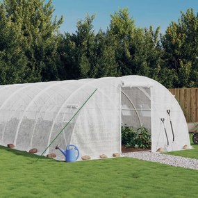 Skleník s ocelovým rámem bílý 64 m² 16 x 4 x 2 m 3188078