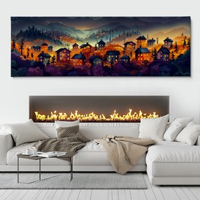Obraz na plátně - Vesnice Oranjes v noci FeelHappy.cz Velikost obrazu: 60 x 20 cm