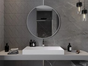 Mexen Loft, kulaté koupelnové zrcadlo 90 cm, barva rámu bílá, 9850-090-090-000-20