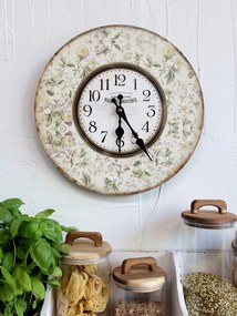Béžové antik nástěnné hodiny Rose de Provence – 34*3cm/ 1*AA