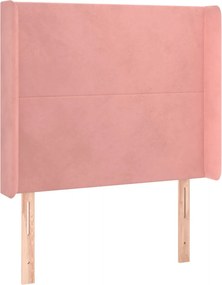 Box spring postel s matrací a LED růžová 90x200 cm samet 3139426