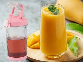 Verk Group Přenosný bezdrátový USB mixér na smoothie, drtič ledu, růžový
