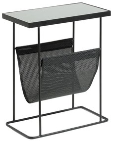OnaDnes -20% Černý skleněný odkládací stolek Kave Home Vivienne 45 x 25 cm