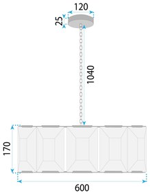 Toolight Toolight, stropní svítidlo 60cm 6xE14, APP1797-8CP, zlatá matná, OSW-04569