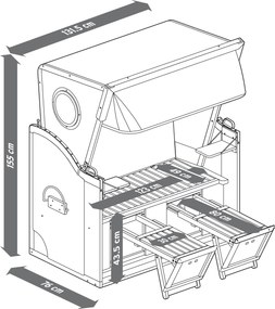 Tchibo - Prémiový plážový koš XL se 2 výklopnými stolky - barva: šedá