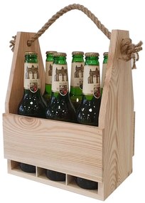 Dřevěný nosič na pivo, borovice, 24,5 x 32 x 17 cm