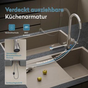 design kuchyňská baterie DOPORRO Bogen 2 - nerez a vodopád