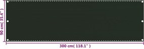 Balkonová zástěna tmavě zelená 90 x 300 cm HDPE 310972