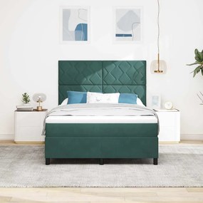 Postel s boxspringem s čelo Tmavě zelená 160 x 200 cm samet 3339911