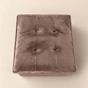 Taburet s úložným prostorem, sametový, skládací, 38 × 38 × 38 cm, hnědý
