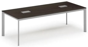 Stůl INVITATION 2400 x 1200 x 740, wenge + 2x stolní zásuvka TYP II, stříbrná