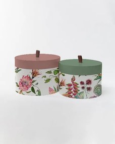 Kulaté úložné krabice Surdic Round Boxes Flores Salvajes s motivem květů, 30 x 30 cm