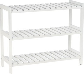 HOMCOM Dřevěná Botník 3-patrový Regál na Boty pro 9 Párů do Předsíně 70x26x57.5 cm Bílý | Aosom