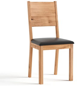 Dubová židle Prato s čalouněným potahem z černé ekokůže