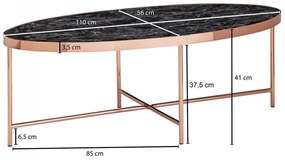 Bruxxi Konferenční stolek Kirst, 110 cm, černý mramor