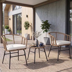Costway 3-dílný set ratanového zahradního nábytku bistro set pro 2 osob
