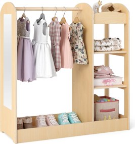Costway Dětská šatní skříň Dětská se zrcadlem – 93,5 × 38 × 100 cm