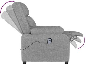 Elektrické polohovací křeslo světle šedé textil 3143567