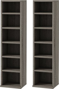 HOMCOM Sada 2 sloupcových polic pro ukládání CD-DVD kabinet 6 + 6 přihrádek 21 x 22,5 x 88,5 cm max. kapacita 204 CD tmavě šedá