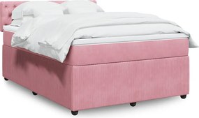 Box spring postel s matrací růžová 140x190 cm samet 3290045