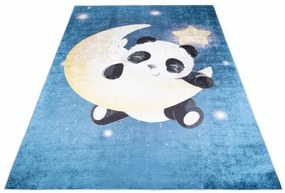 Dětský kusový koberec vhodný k praní BAMBINO 2322 Medvídek Měsíc Vesmír Hvězdy protiskluzový modrý Rozměr: 140x200 cm