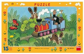 Dino Papírové puzzle Krtek a lokomotiva15 dílků