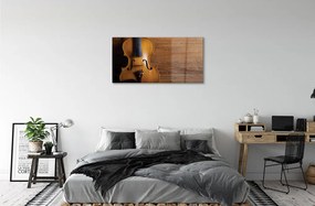 akrylový obraz Housle na dřevo 100x50 cm