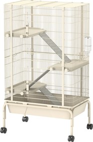 Ohrada PawHut pro malé zvířata s 3 rampami, vyjímatelný tác, klec pro malé zvířata s miskou na krmivo, vodní lahví pro malé zvířata, křečka, činčilu,…