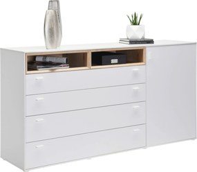 XXXLutz KOMODA, bílá, barvy dubu, 180,4/92,8/43 cm Hom`in - Široké komody - 000003000704