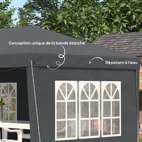 Outsunny Zahradní Kloubový Skládací Altán - Event Stan - 3 x 6 m - Marquee Stánek - 3 Odnímatelné Strany - Kolíky do Země + Taška na Přenášení Šedá |