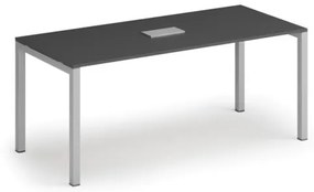 Stůl SQUARE 1800 x 800 x 750, grafit + stolní zásuvka TYP III, stříbrná
