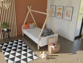 Benlemi Dětské domečkové jednolůžko MODULAR ve tvaru teepee Zvolte rozměr: 90x200 cm, Zvolte variantu: Bez čela