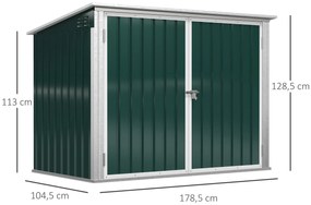 Outsunny box na odpadky Uzamykatelný box na 2 odpadkové koše z oceli v zelené barvě 178,5x104,5x128,5/113 cm ideální pro zahradu a terasu | Aosom.de