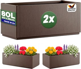 Květináč Ethica sada 2 ks hnědý plast 80x36x36cm