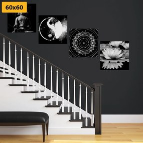 Set obrazů Feng Shui v černobílém provedení - 4x 60x60 cm