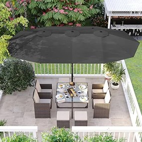 Dvojitý slunečník 460 × 270 cm, extra velký zahradní slunečník, UPF 50+, šedý