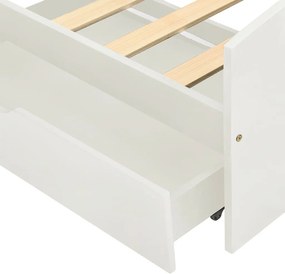 Rám postele se 2 zásuvkami bílý masivní borovice 90 x 200 cm 322155