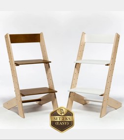 Lucas Wood Style - rostoucí židle EASY LINE zvýhodněný set 2 ks -  kaštan + bílá