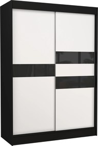 ADRK Furniture Skříň s posuvnými dveřmi a lacobelem BATIA 150 SW-BAT-B+W+BL-150+A513